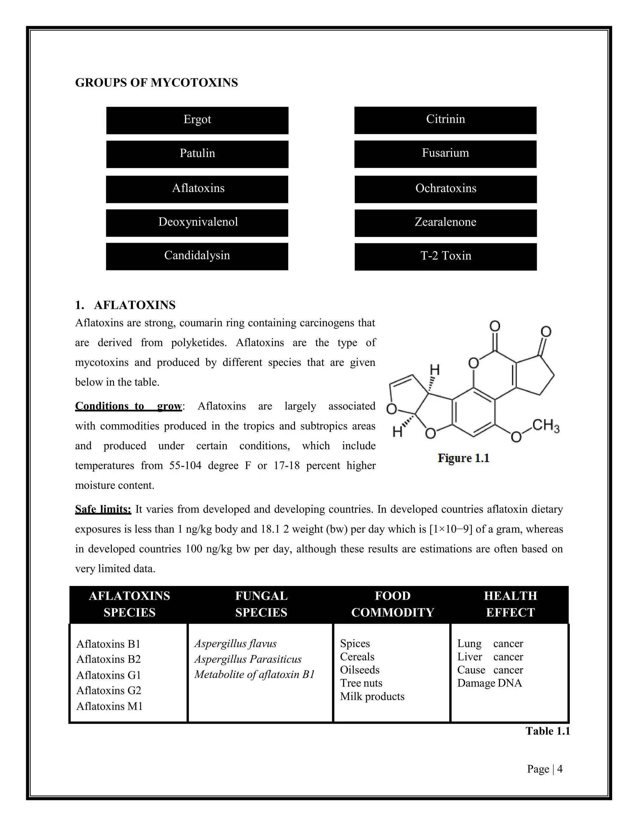 FOOD toxicology, FUNGAL TOXINS, GROUPS OF MYCOTOXINS etc. | PDF