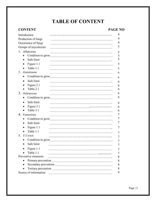 FOOD toxicology, FUNGAL TOXINS, GROUPS OF MYCOTOXINS etc. | PDF