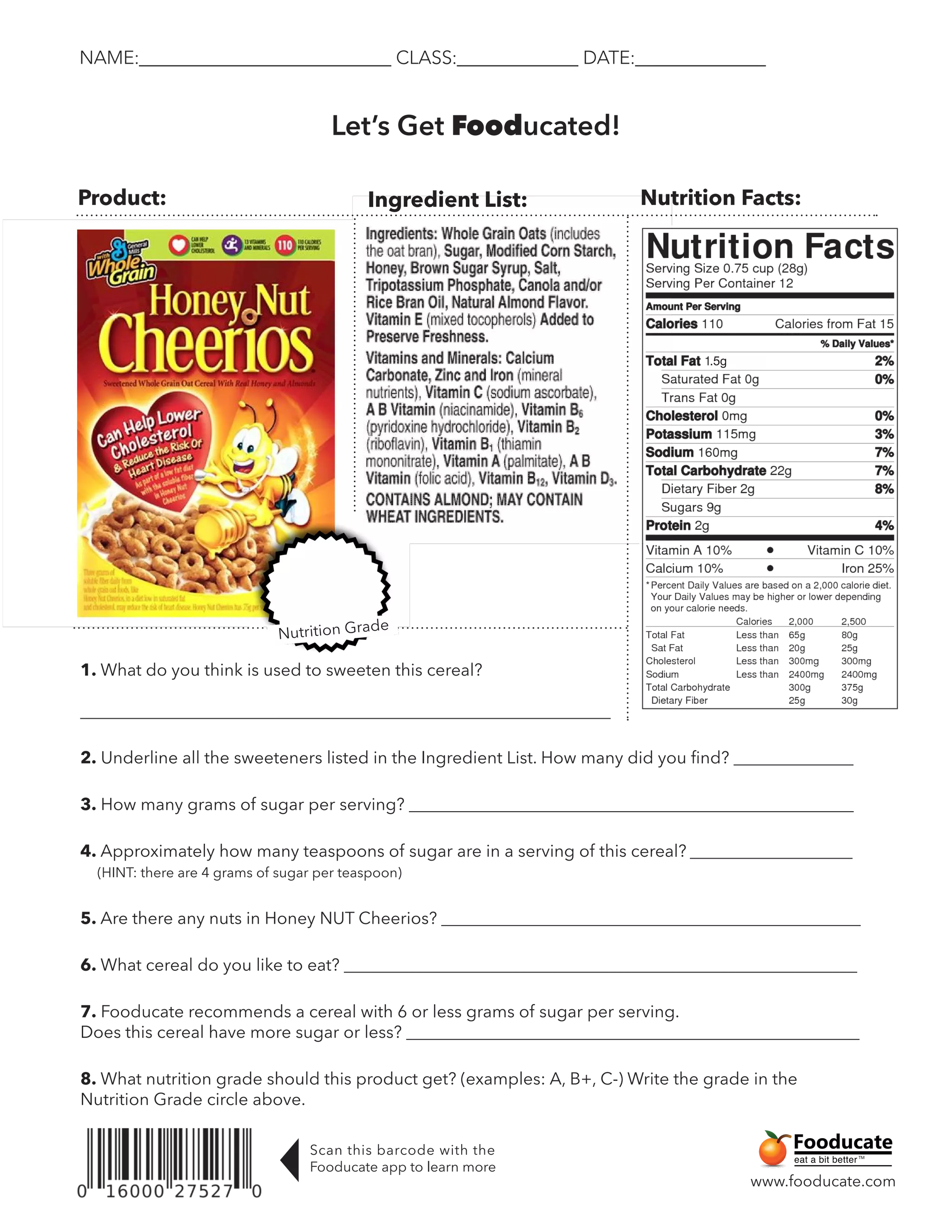 Fooducate worksheets | PDF