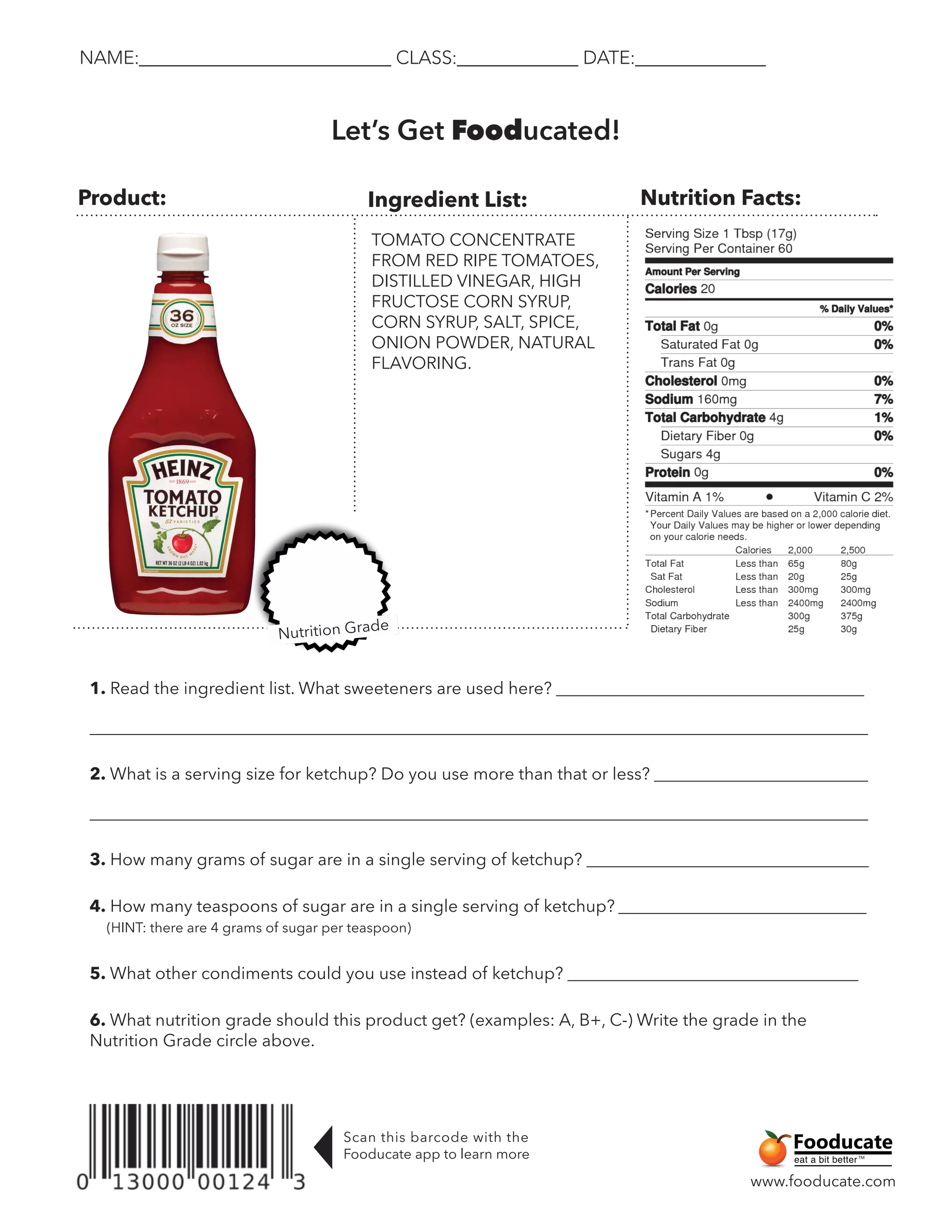 Fooducate worksheets | PDF