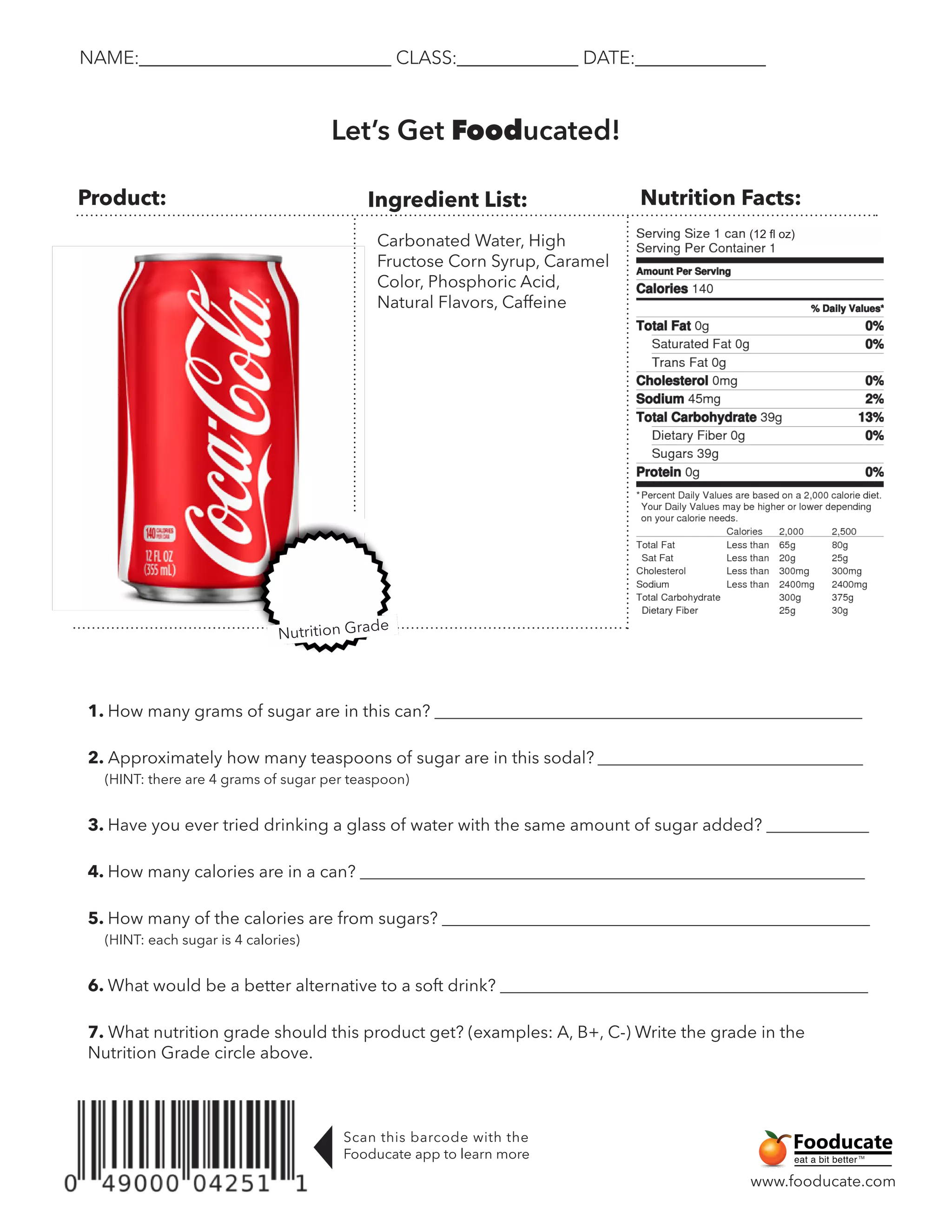 Fooducate worksheets | PDF