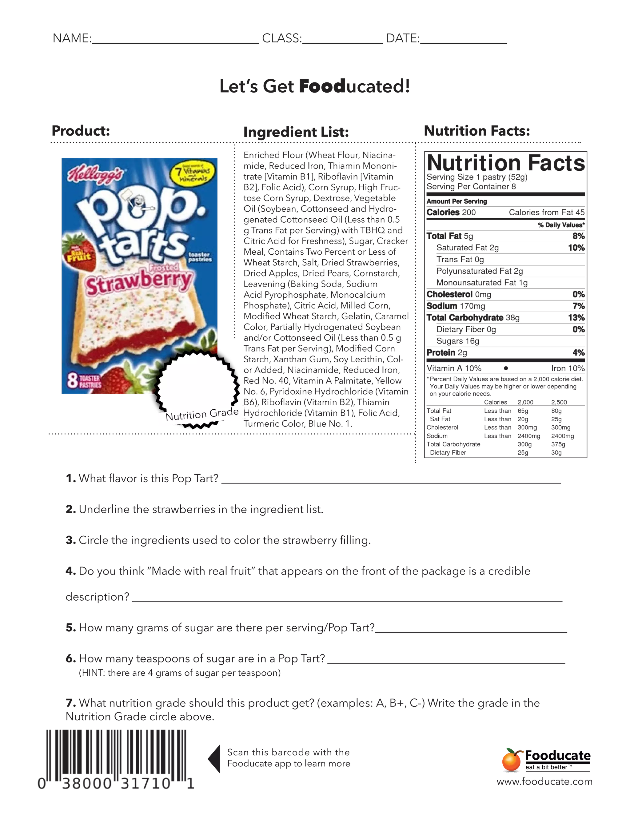 Fooducate worksheets | PDF
