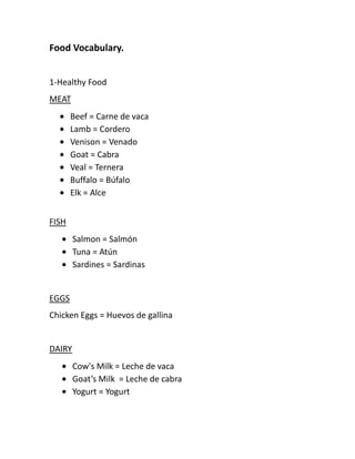 Food vocabulary | DOCX