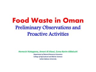 Food waste in oman environment day 2013 | PPT