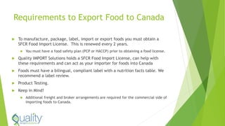 FDA & Health Canada (CFIA) Requirements to Sell Foods in North America ...