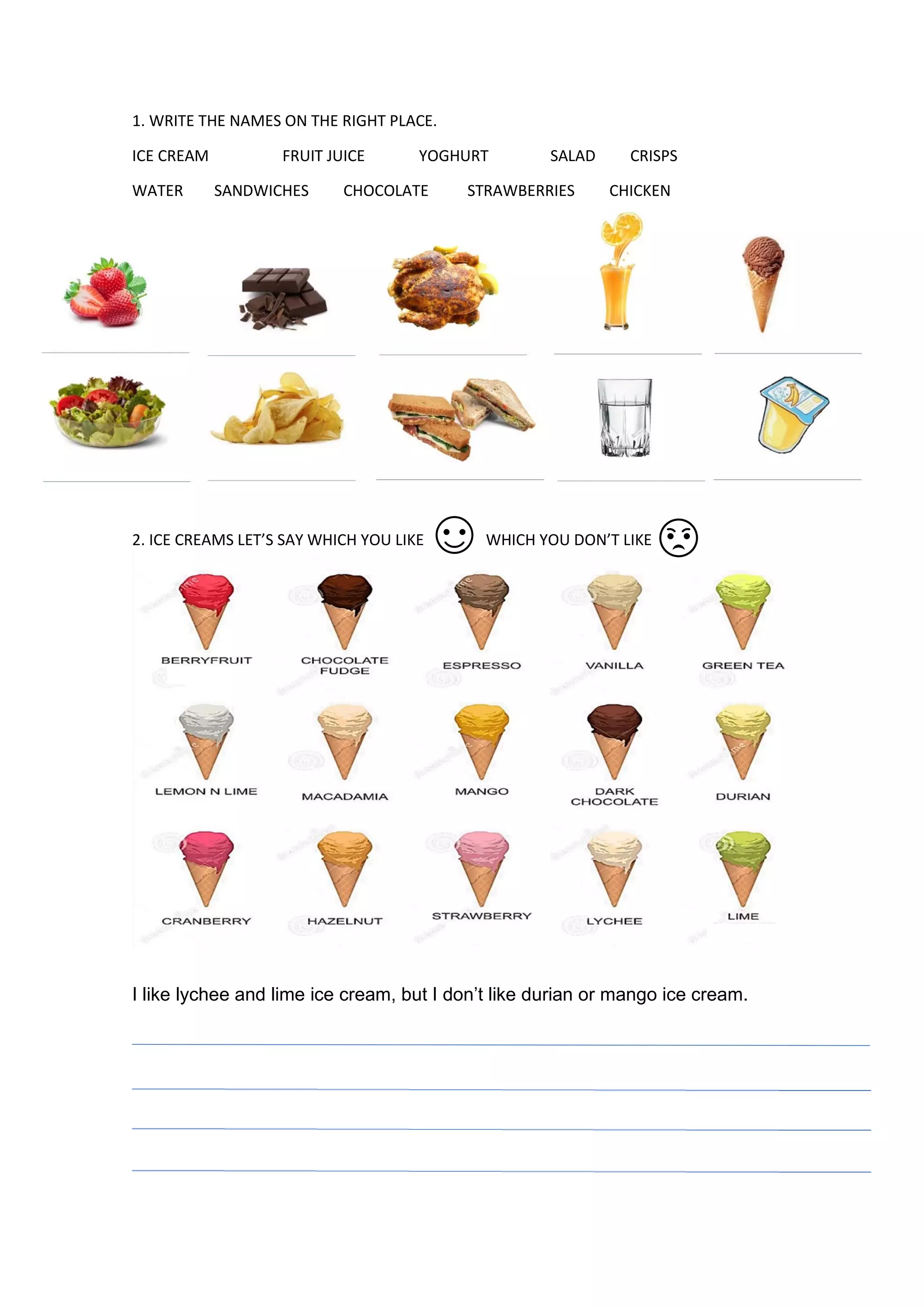 Food worksheet 1 3rd | PDF