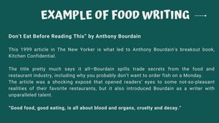 Food Writing CREATIVE NON FICTION NICE NICE NIE | PDF