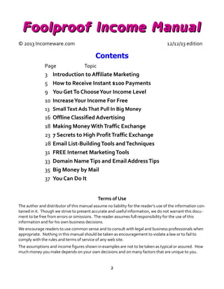 Foolproof income | PDF