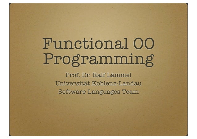 Functional OO programming (as part of the the PTT lecture) | PPT