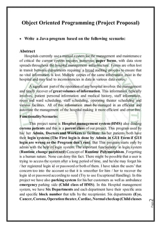 Hospital Managment System Project Proposal | DOCX | Programming Languages | Computing