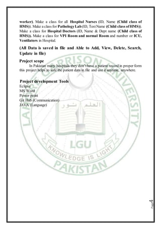 Hospital Managment System Project Proposal | DOCX | Programming ...