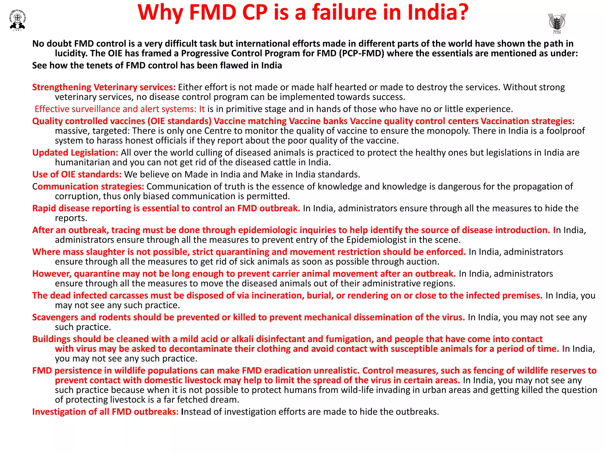 Foot and mouth disease: An Indian perspective | PPTX