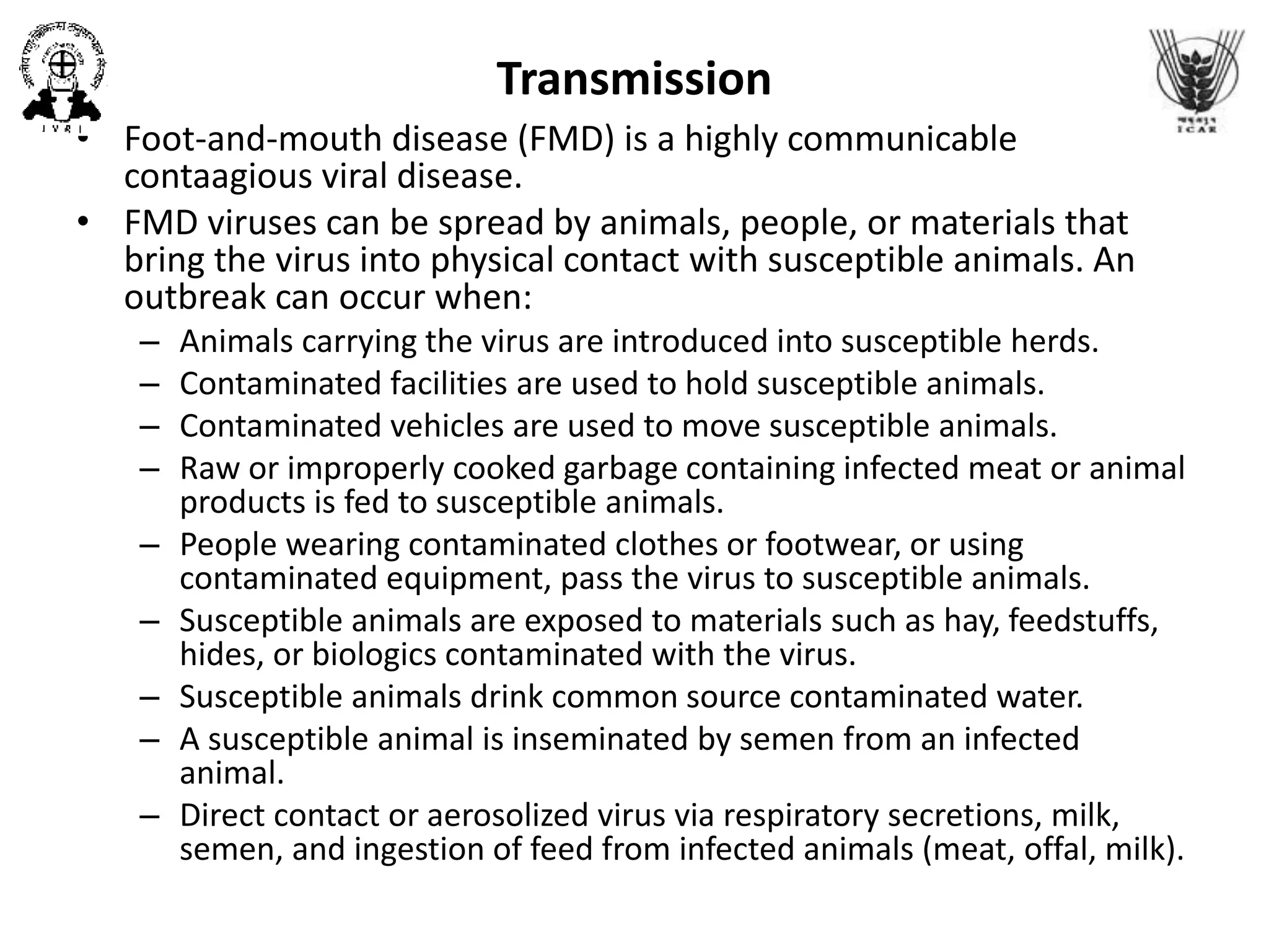 Foot and mouth disease: An Indian perspective | PPTX
