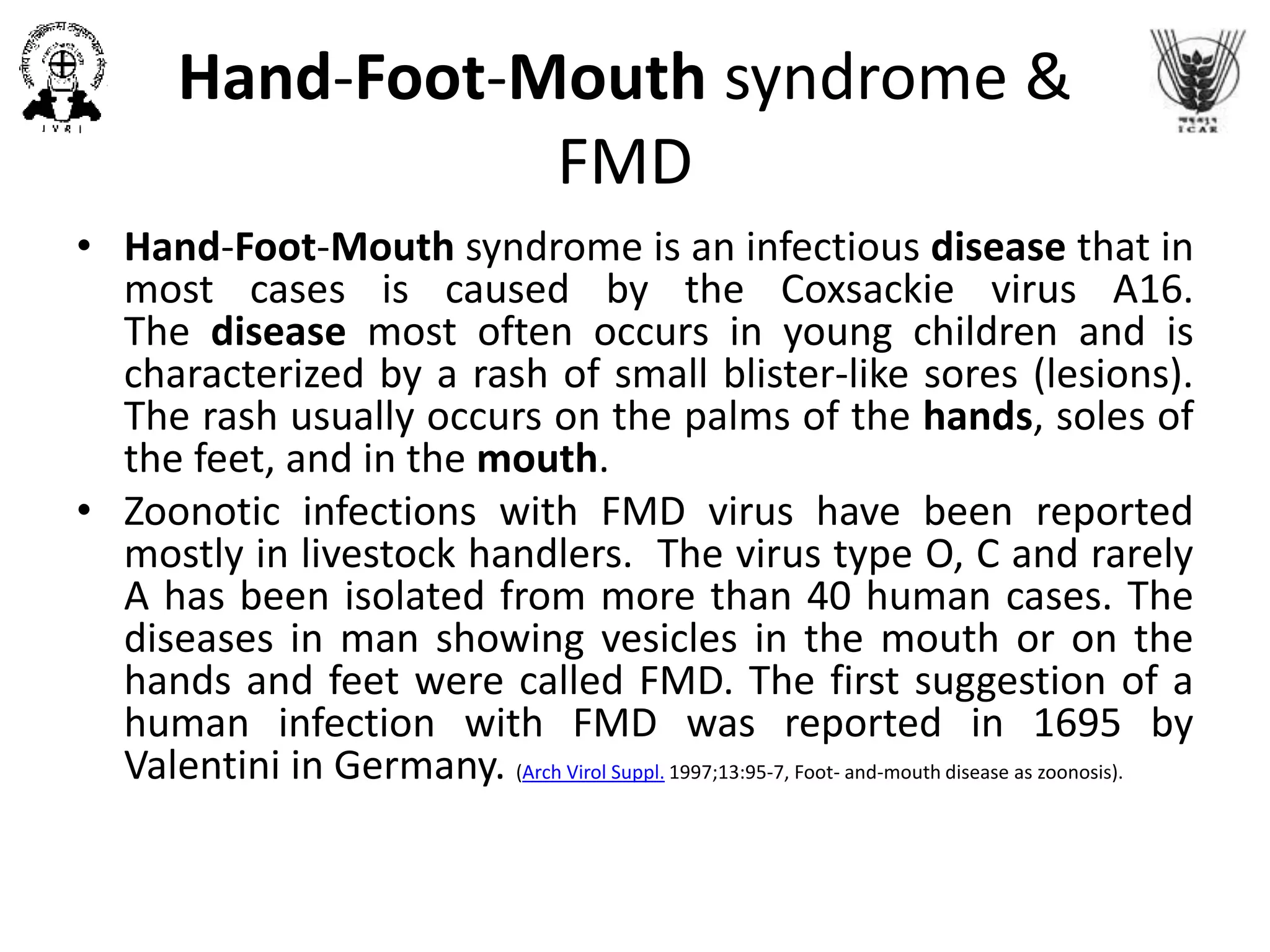 Foot and mouth disease: An Indian perspective | PPTX