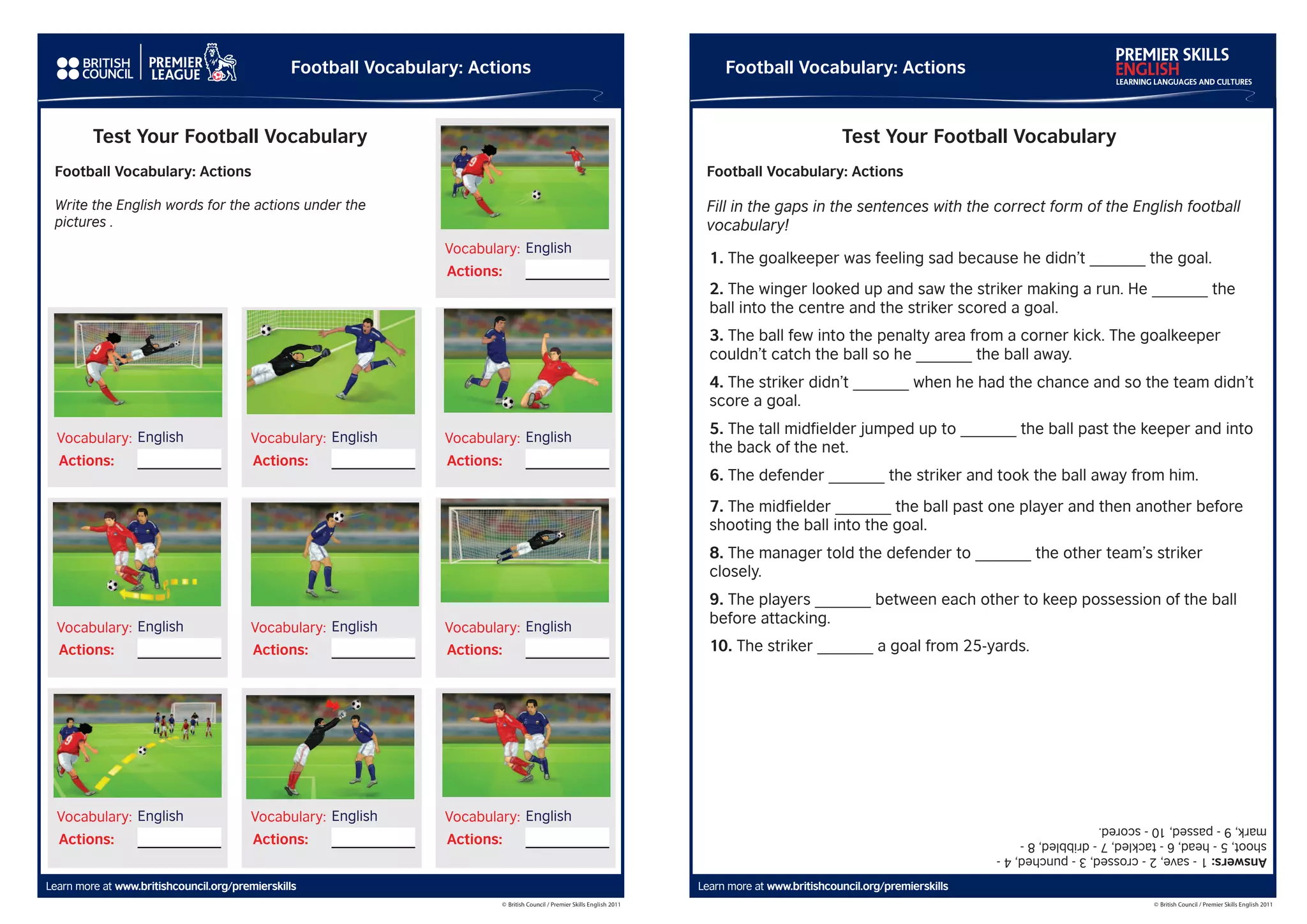 Football vocabulary | PDF