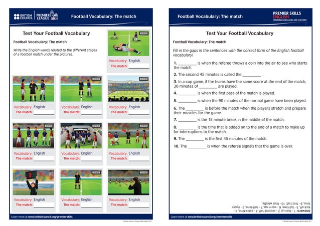 Football vocabulary | PDF