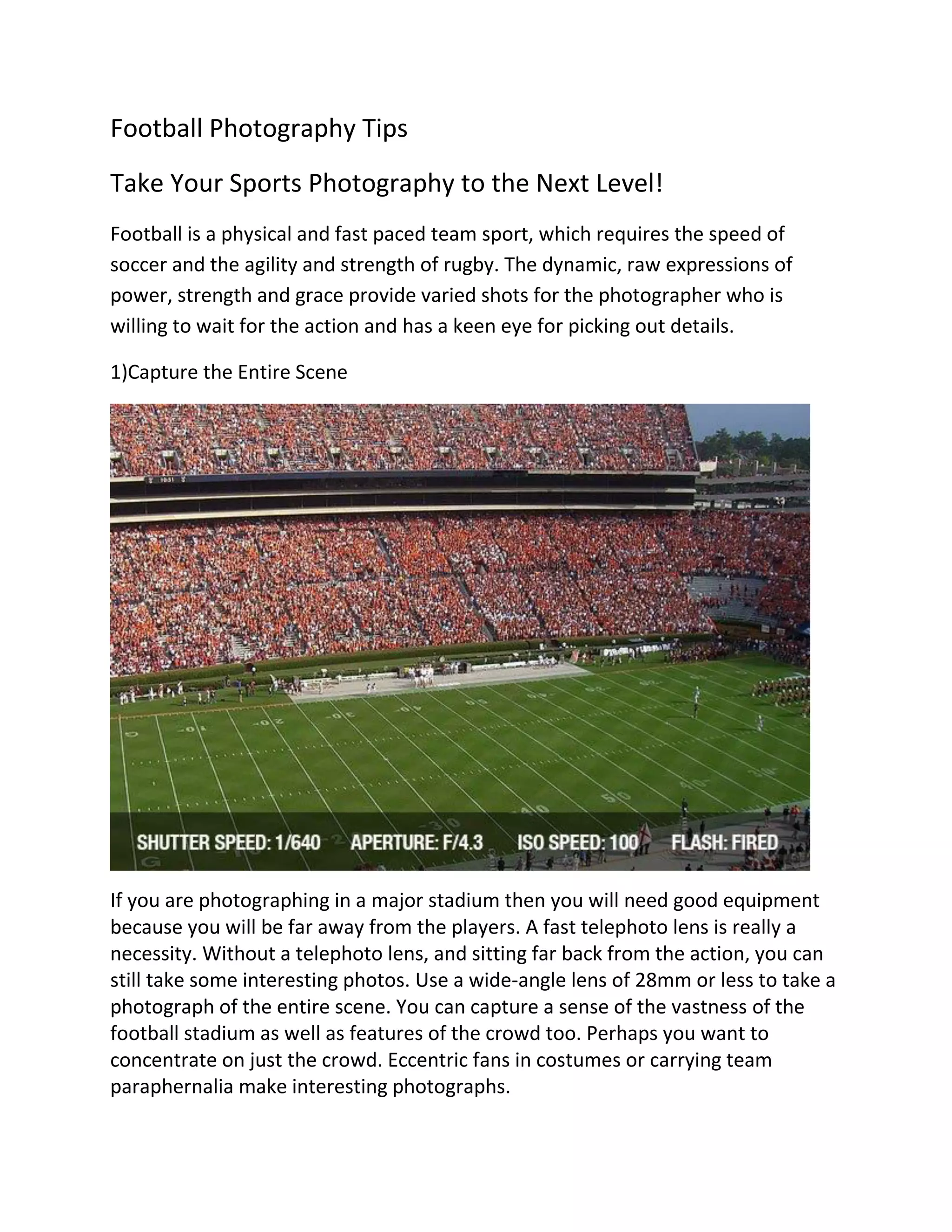Football photography tips | PDF