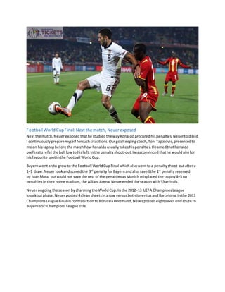 Football World Cup German Goalkeeper Manuel Neuer.docx