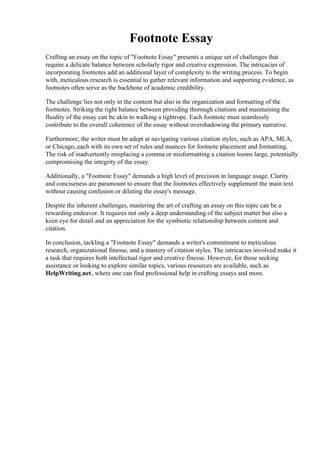 Footnote Essay | PDF