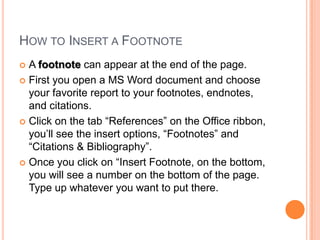 Footnotes, endnotes & citations | PPTX
