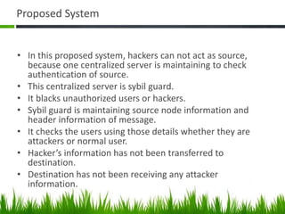Footprint: Detecting Sybil Attacks in Urban Vehicular Network | PPTX ...