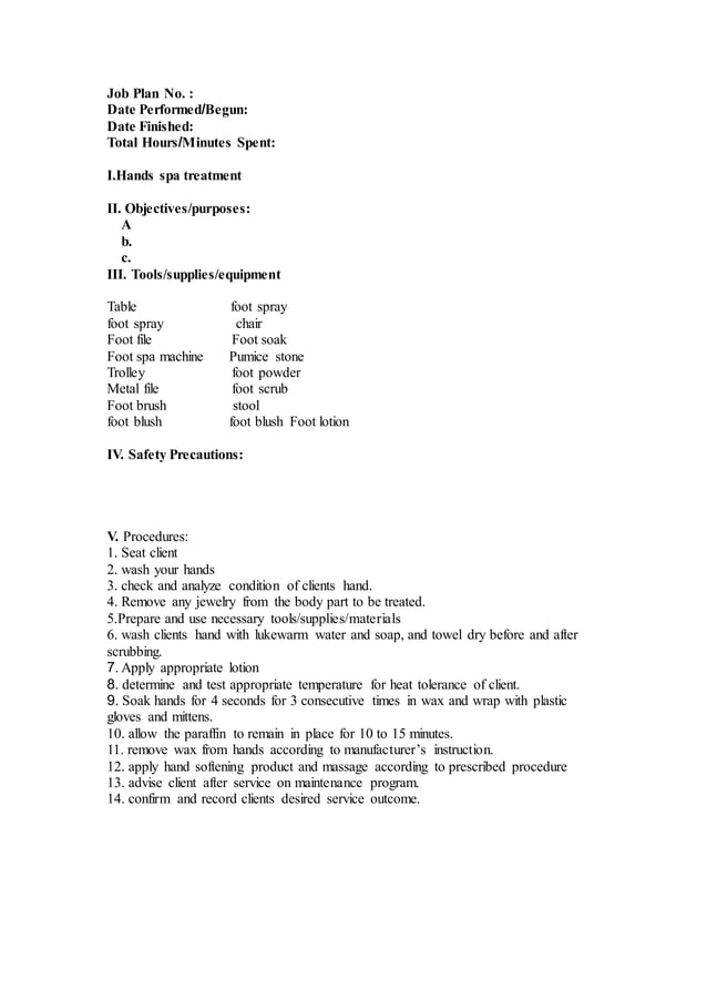 Foot spa tools | DOC