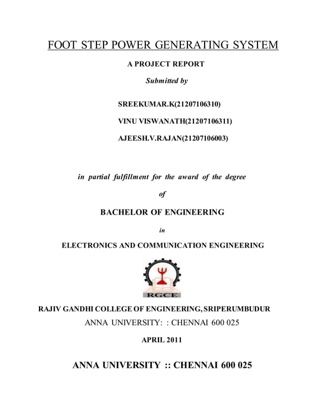 Foot step power generating system | PDF