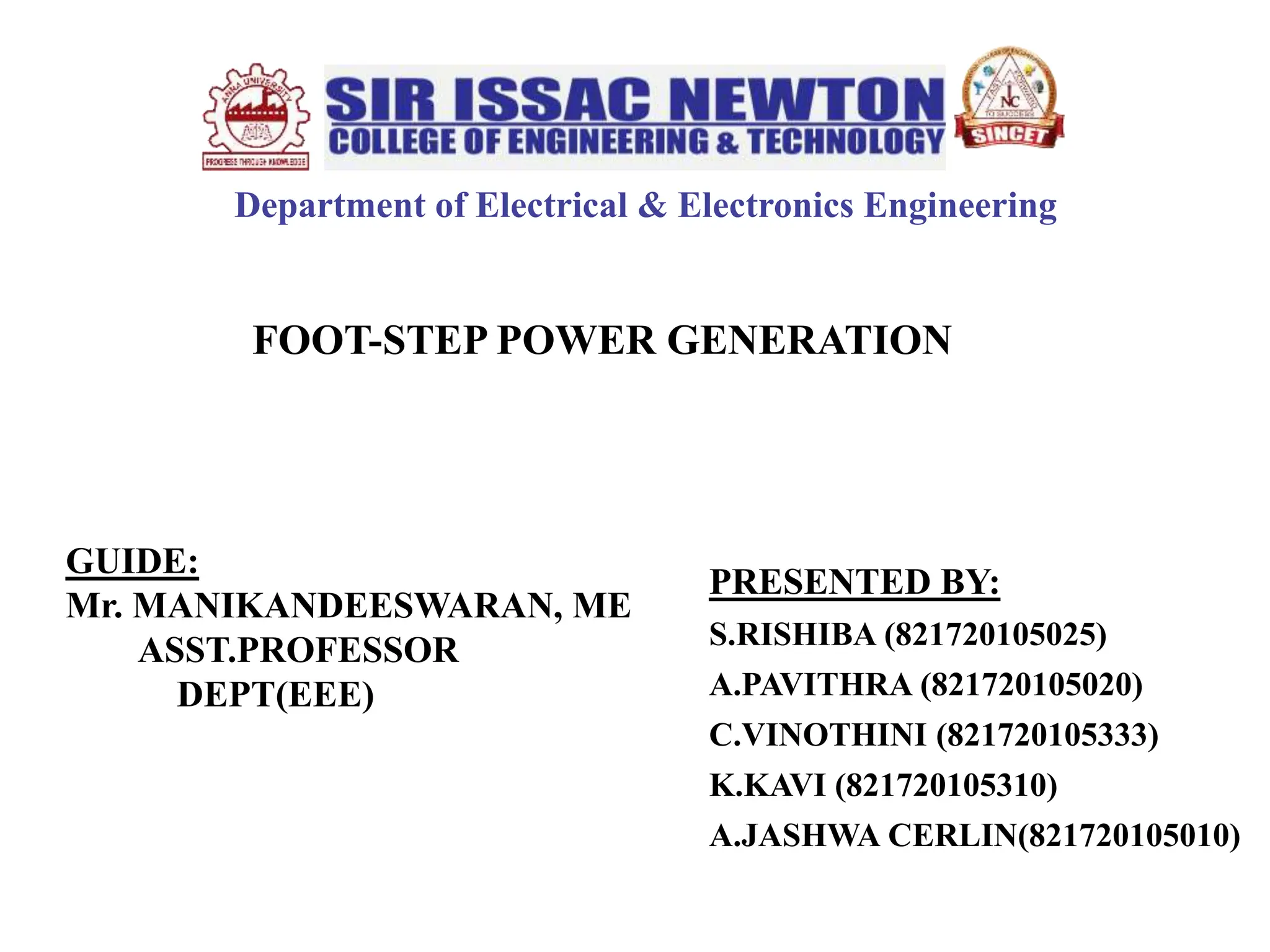 foot step power generation of generatwe electricity.pptx