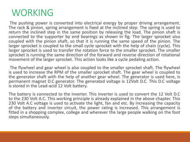 Foot step power generation,free energy,electrical energy | PPT