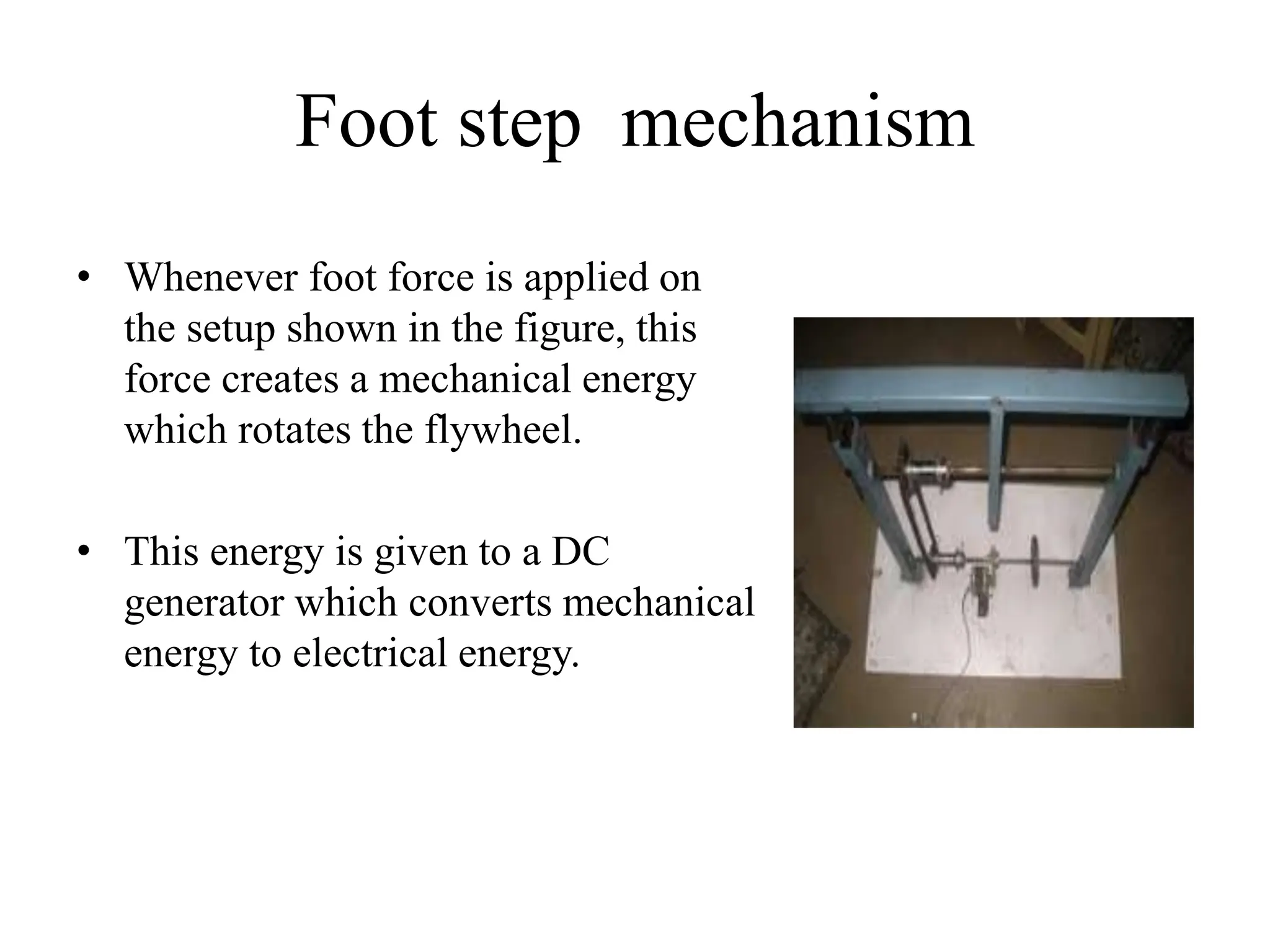 FOOT STEP POWER GENERATION SYSTEM prototype | PPTX