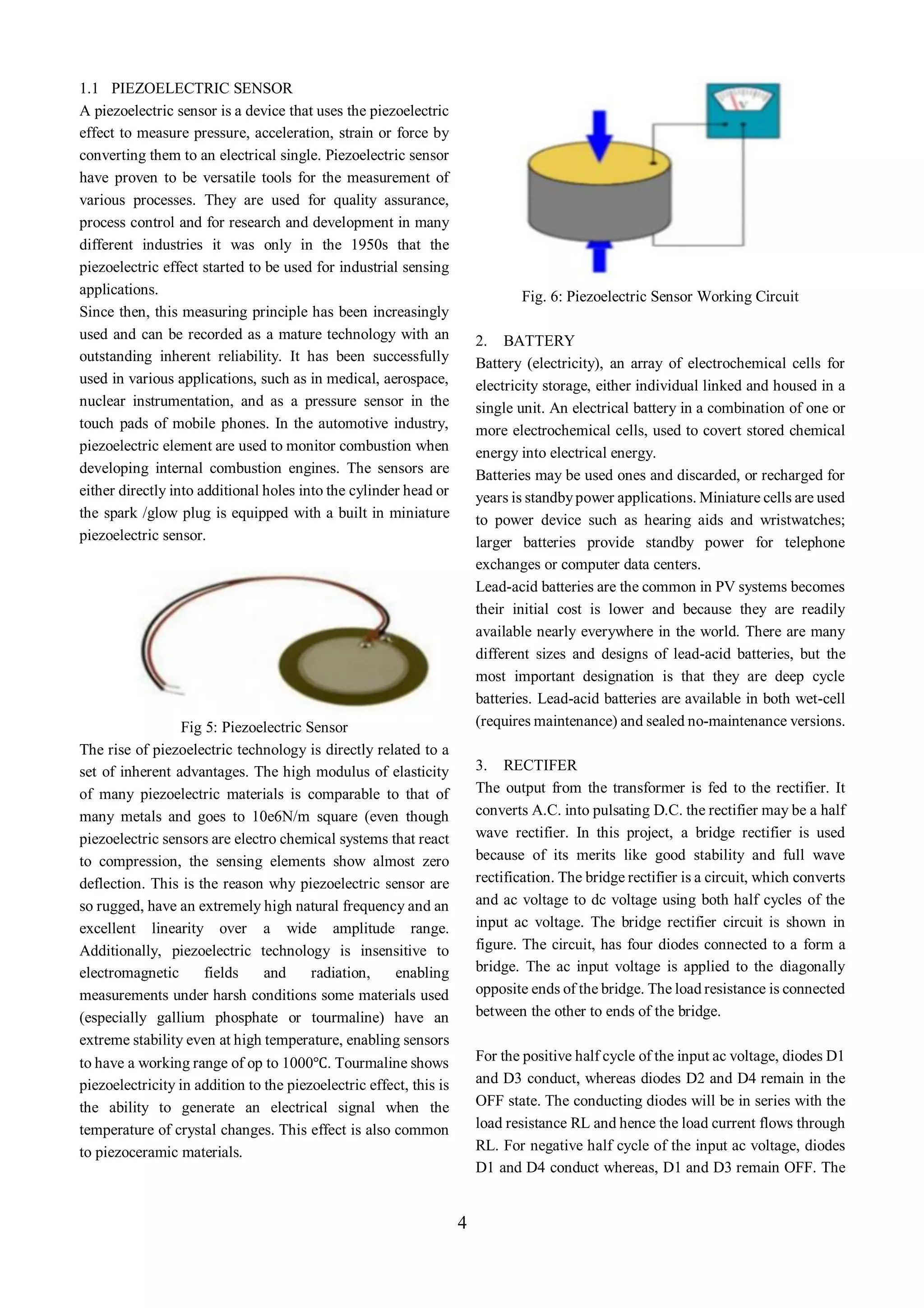 Footstep power generation using piezoelectric sensor (autosaved) | PDF