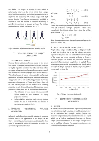 Footstep power generation using piezoelectric sensor (autosaved) | PDF