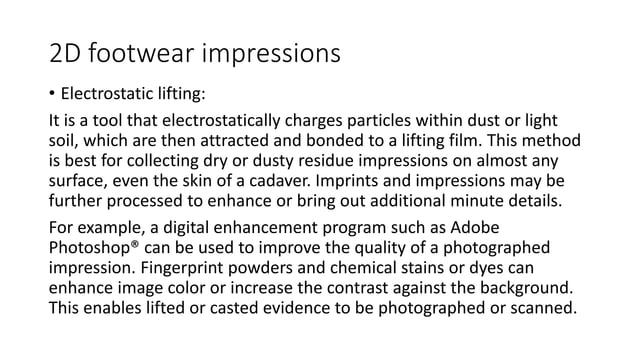 Forensic analysis of Footwear Impression Evidence pptx. | PPTX | Style ...
