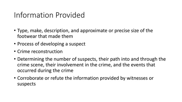 Forensic analysis of Footwear Impression Evidence pptx. | PPTX | Style ...