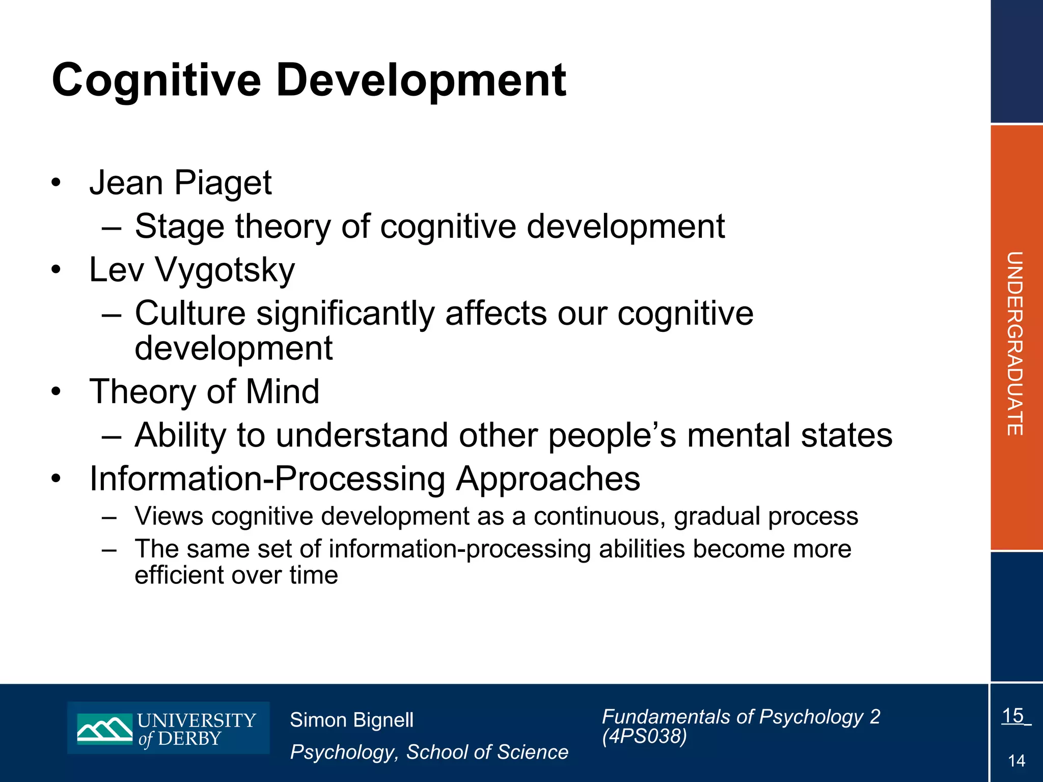 Cognitive Develepment - Fundamentals of Psychology 2 - Lecture 2 | PPT