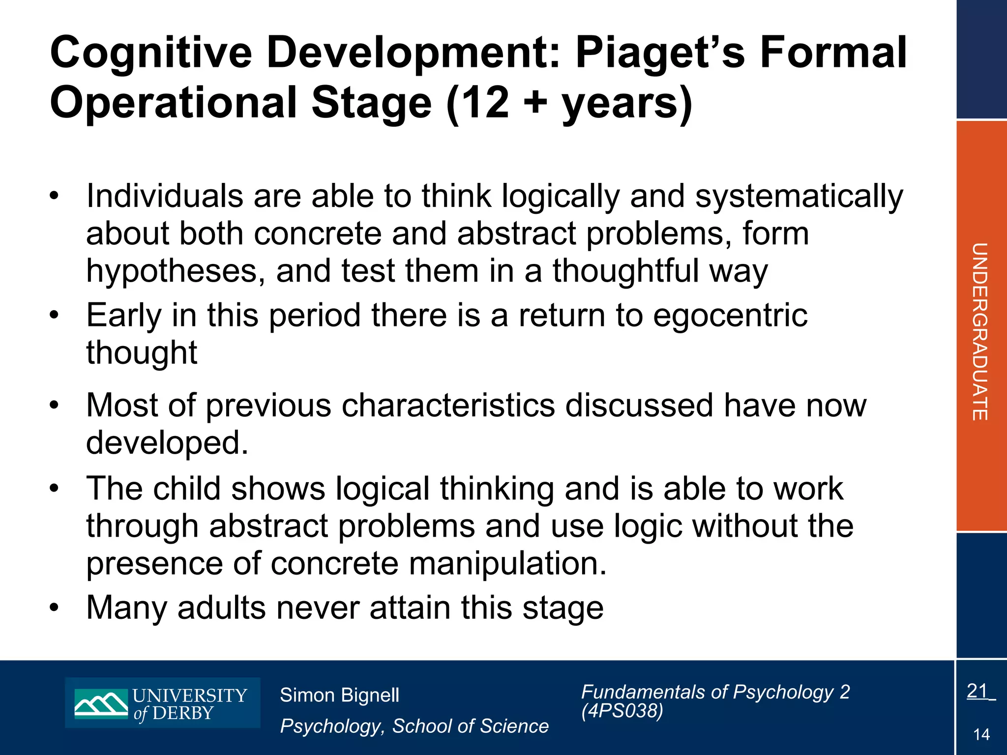 Cognitive Develepment - Fundamentals of Psychology 2 - Lecture 2 | PPT