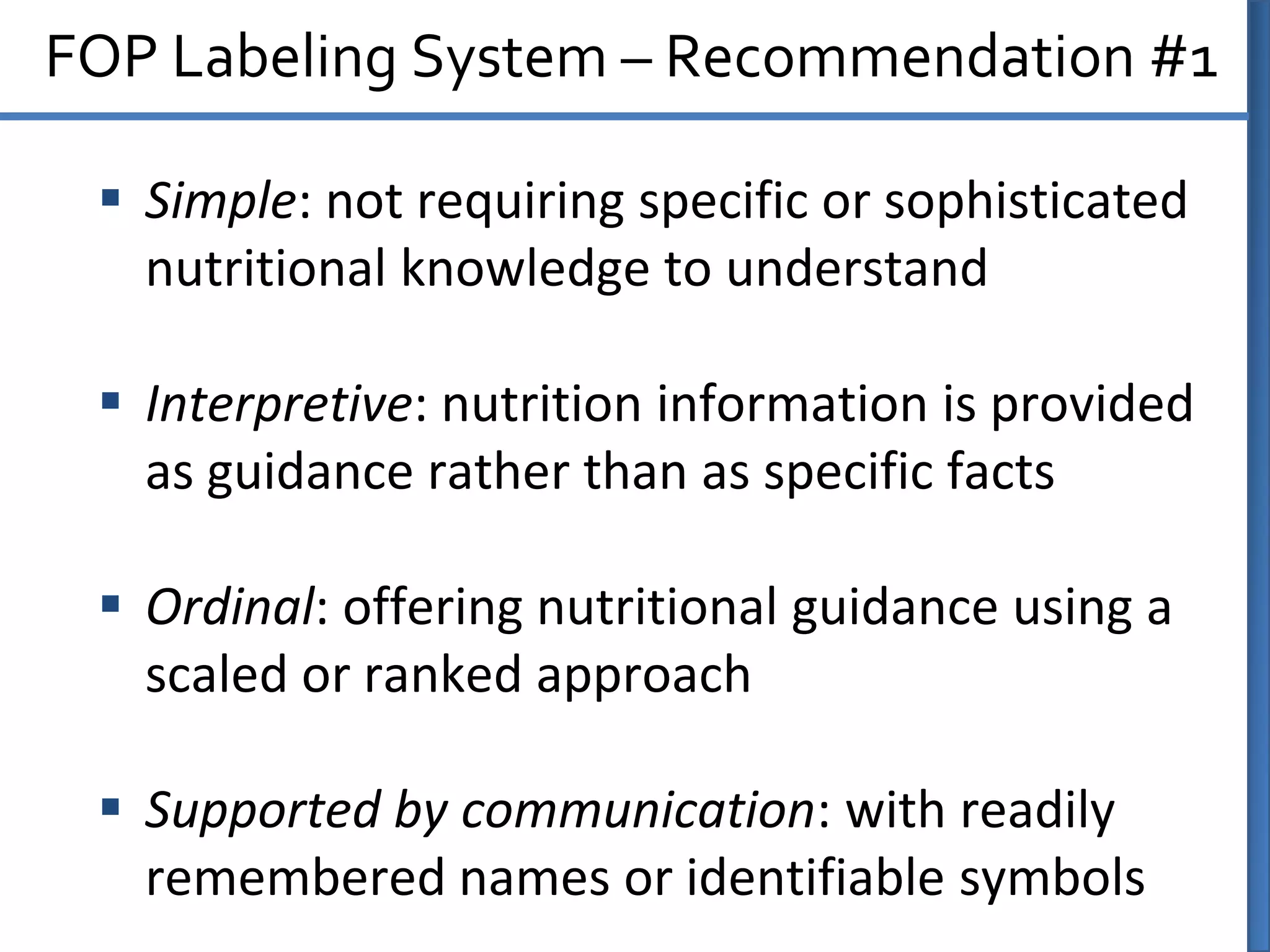 FOP Nutrition Rating Systems and Symbols_2013 | PDF
