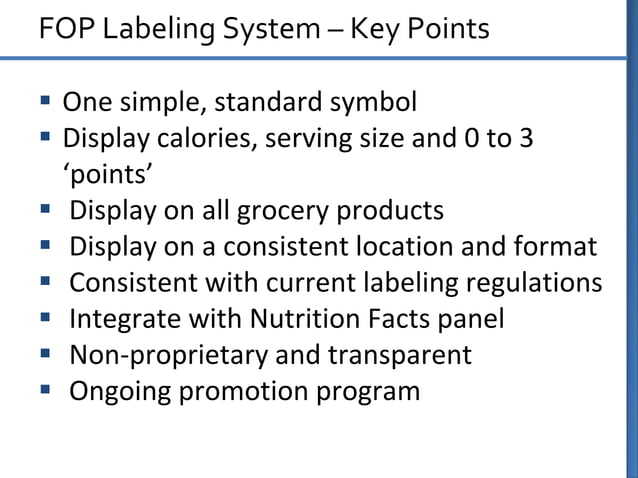 FOP Nutrition Rating Systems and Symbols_2013 | PPT