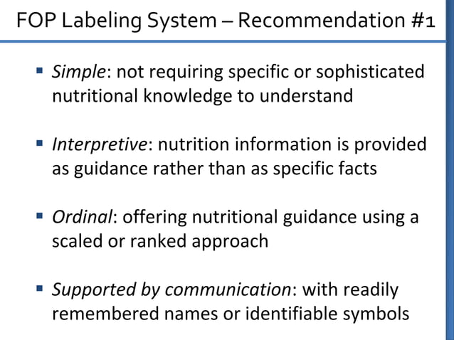 FOP Nutrition Rating Systems and Symbols_2013 | PPT