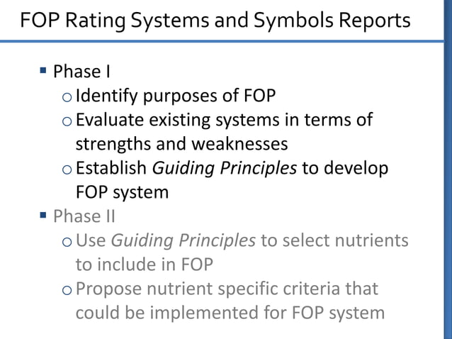 FOP Nutrition Rating Systems and Symbols_2013 | PPT