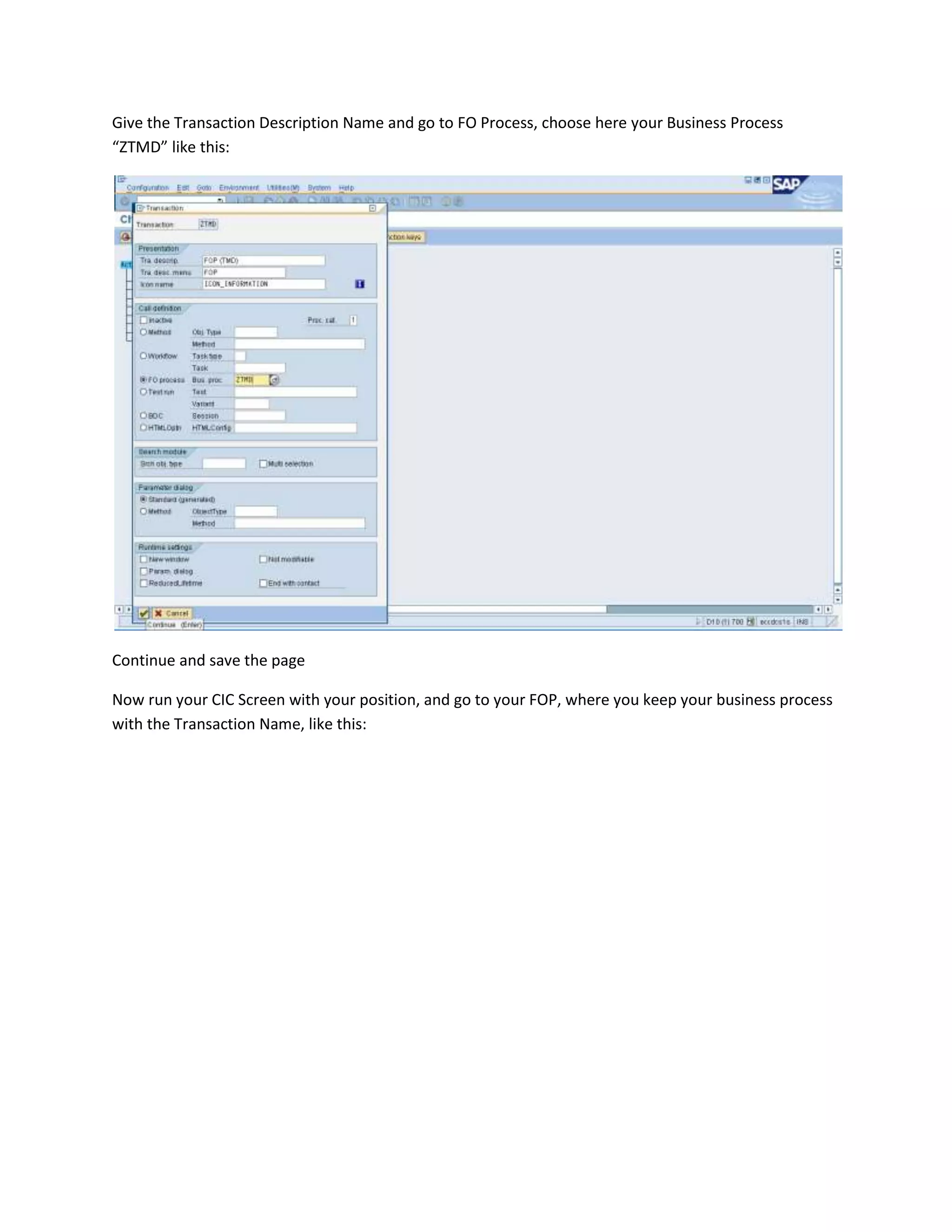 Configuration steps to create Front Office Process for Technical Master ...