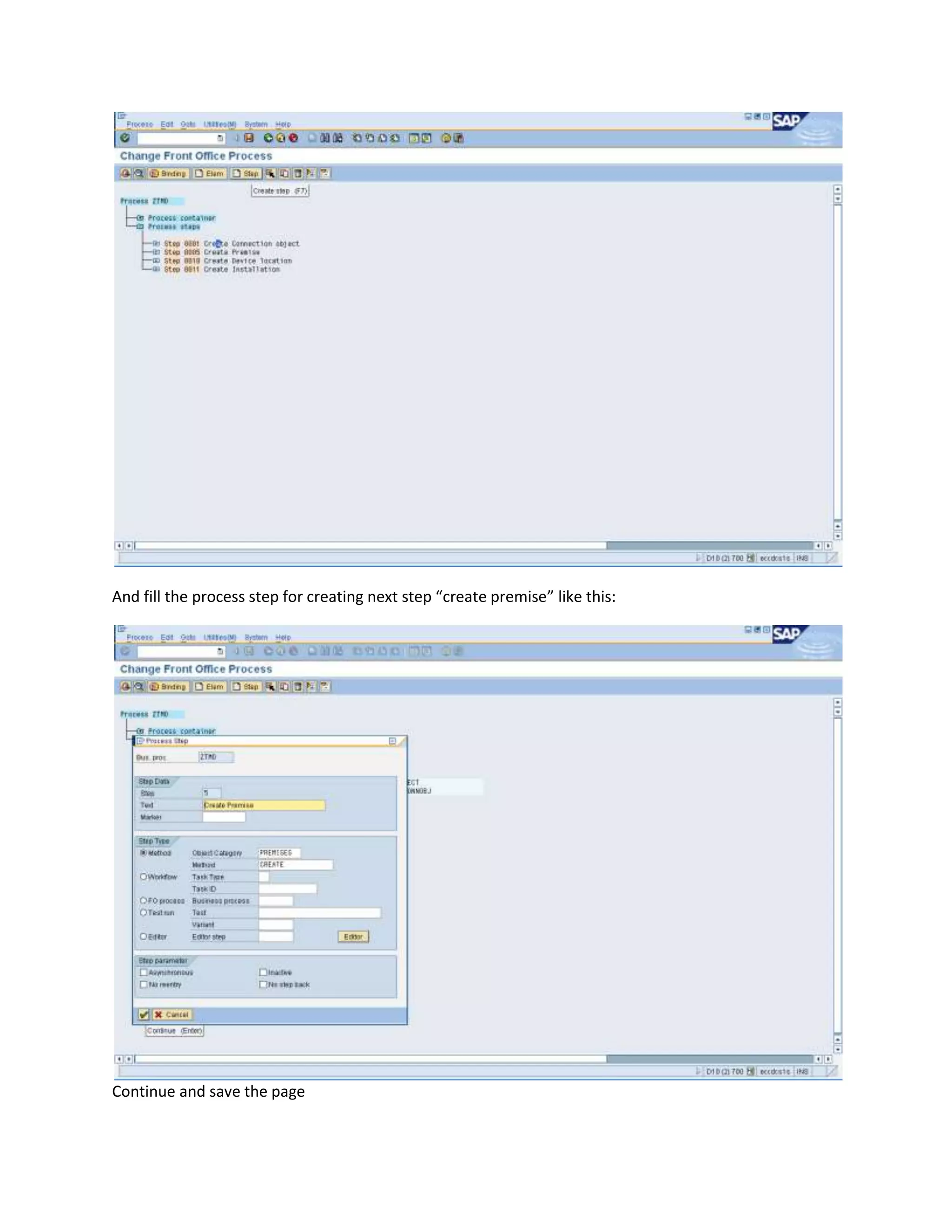 Configuration steps to create Front Office Process for Technical Master ...