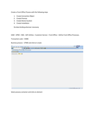 Configuration steps to create Front Office Process for Technical Master ...