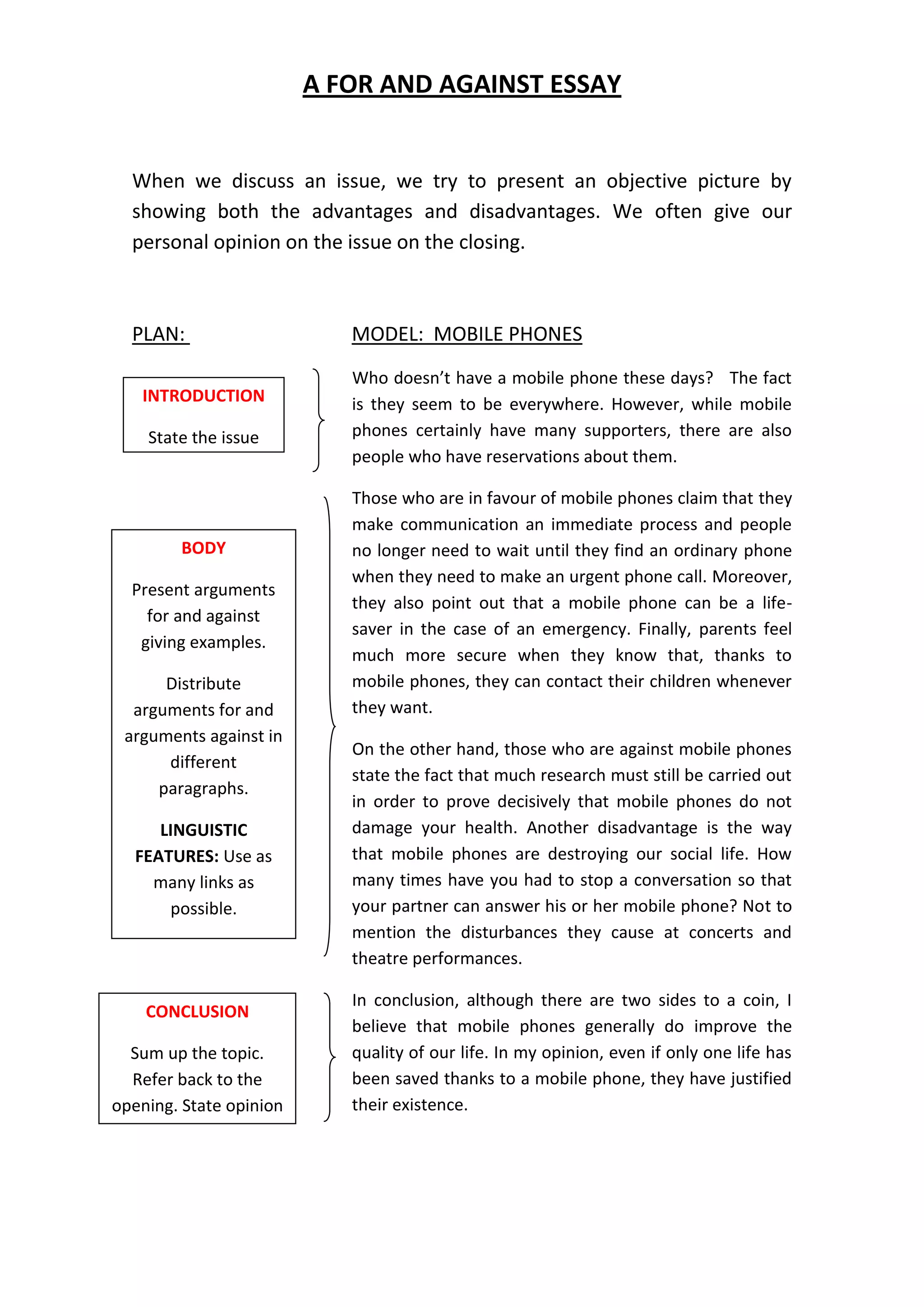 For - Against essay | DOCX