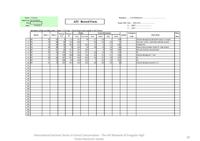 Lecture 2: Continuous Cover Forestry: the AFI inventory methodology and ...