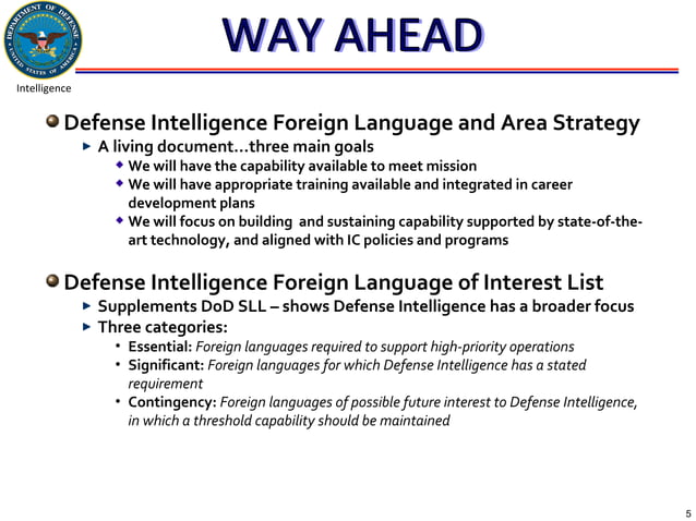 Defense Intelligence Foreign Languae | PPT
