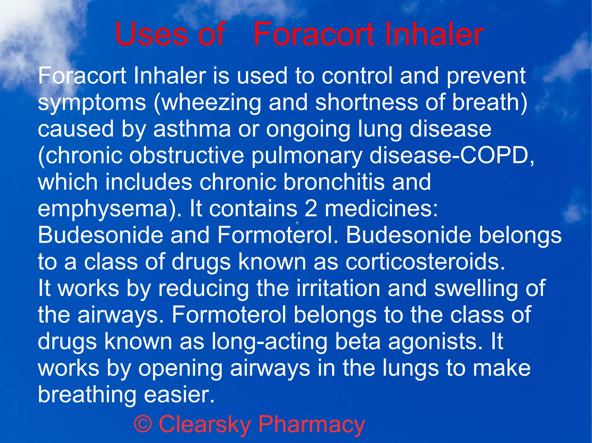 Formoterol and Budesonide Inhaler (Foracort Inhaler) | ODP