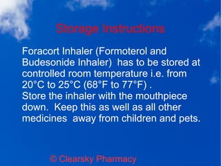 Formoterol and Budesonide Inhaler (Foracort Inhaler) | ODP