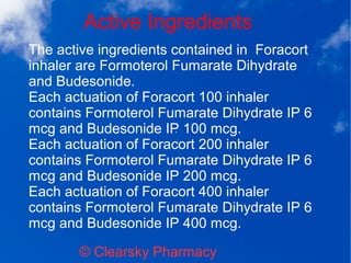 Formoterol and Budesonide Inhaler (Foracort Inhaler) | ODP
