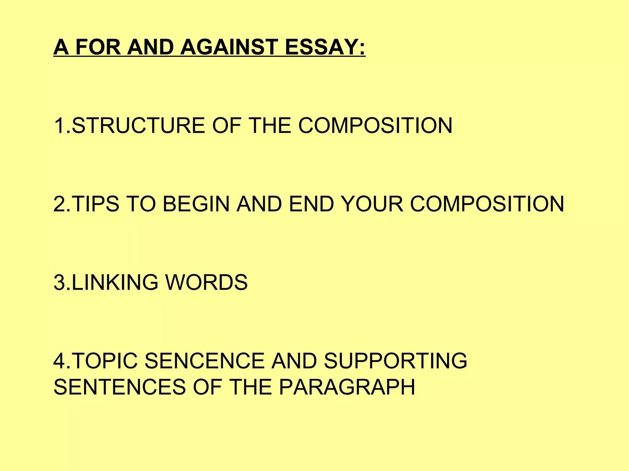 A For and Against Essay | PPT